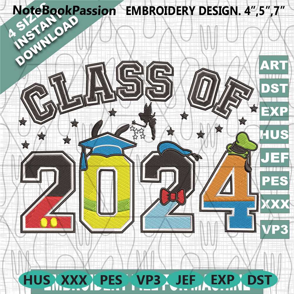 Class Of 2024 Embroidery Designs, Graduation Senior 2024 Emb | Inspire ...