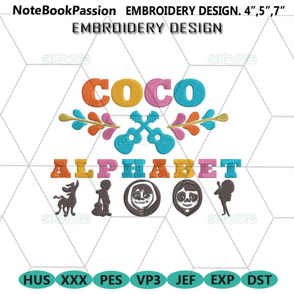 Coco Alphabet Coco Embroidery Design File, Coco Movie Dia De | Inspire ...