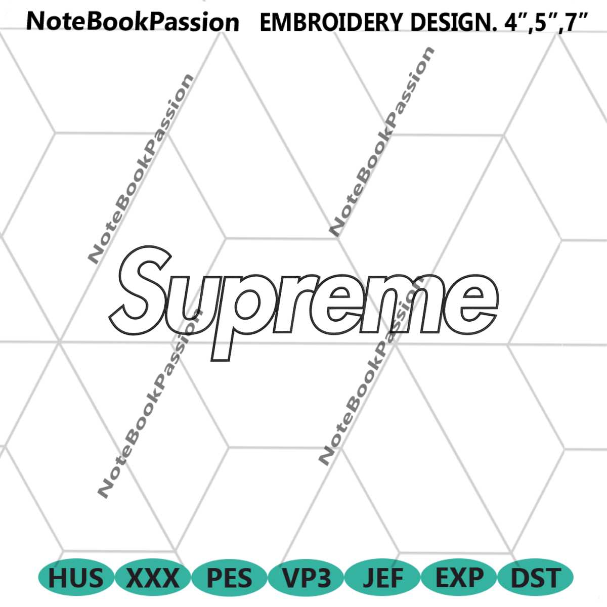 Supreme Outline Black Logo Embroidery Design Download - Inspire Uplift