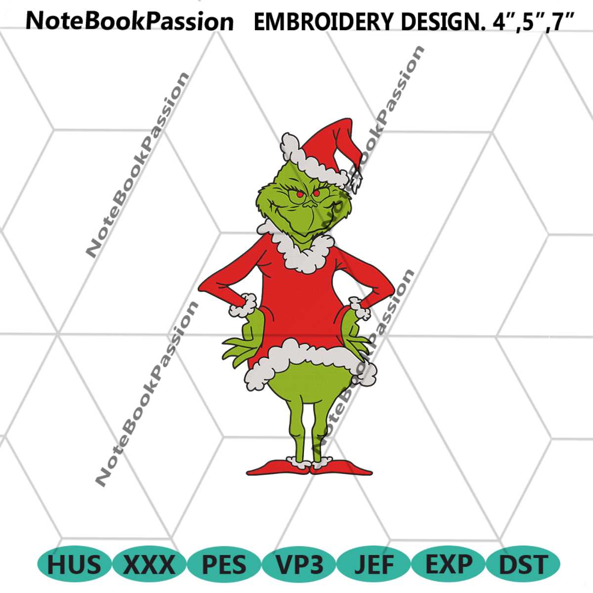 The Grinch Machine Embroidery File Instant Download, The Gri | Inspire ...
