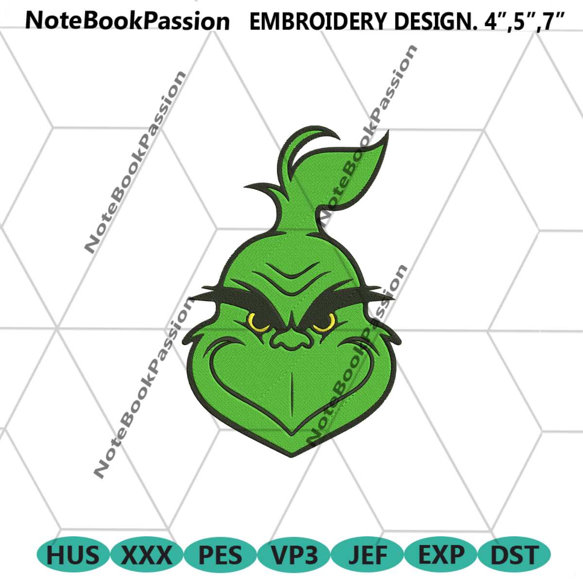 Grinch Head Machine Embroidery Download Design, The Grinch F | Inspire ...