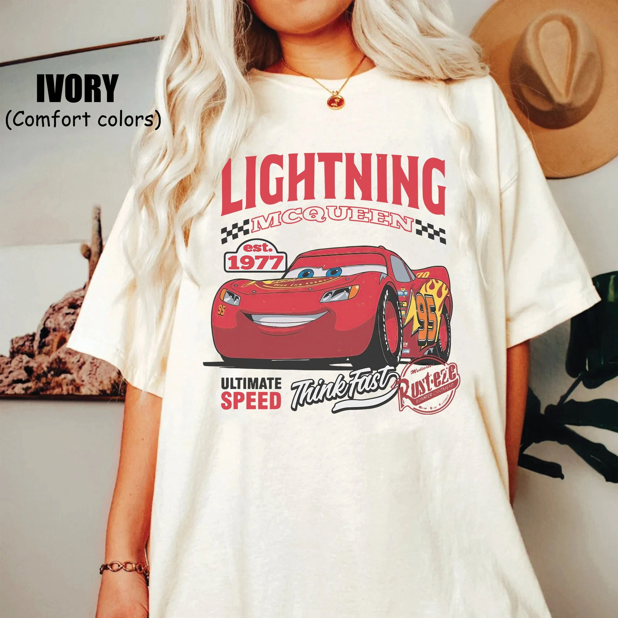Retro Lightning McQueen Comfort Color Shirt, Pixar Cars Movi - Inspire ...