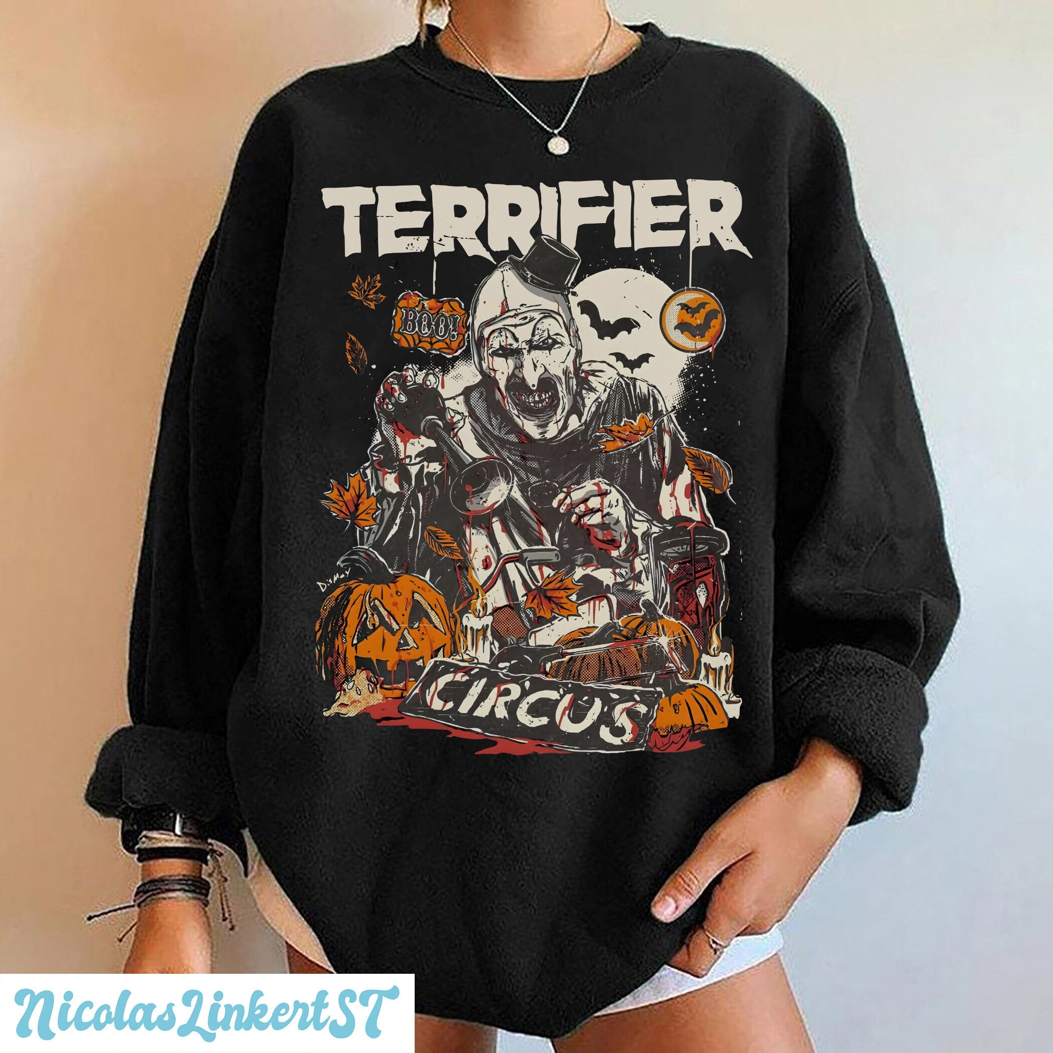 Vintage Terrifier Sweatshirt, Terrifier Art the Clown Hoodie | Inspire ...