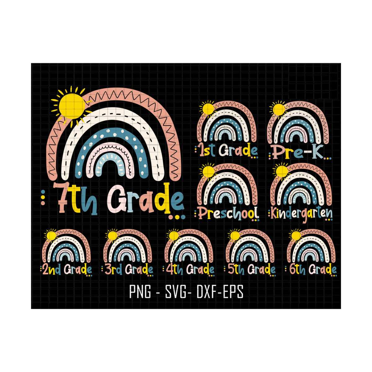 Back to School Svg Bundle, Boho rainbow Svg, Kindergarten, 1 - Inspire ...