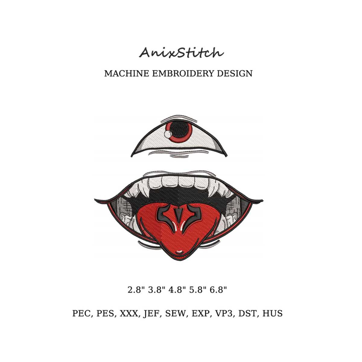 Anime Sukuna Eye And Mouth Embroidery Design 11 - Inspire Uplift