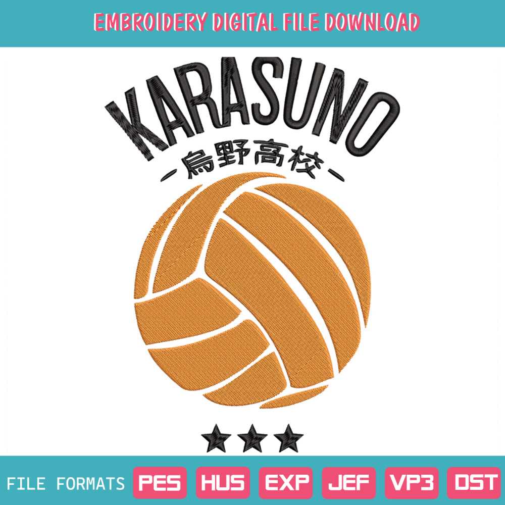 Volleyball Haikyuu Karasuno Embroidery Designs File, Haikyuu | Inspire ...