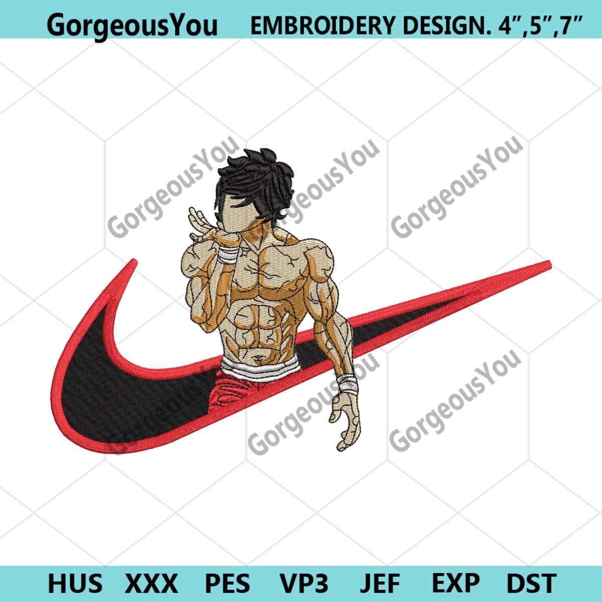 BAKI Power Nike Logo Embroidery Design Baki Hanma Anime Desi - Inspire ...