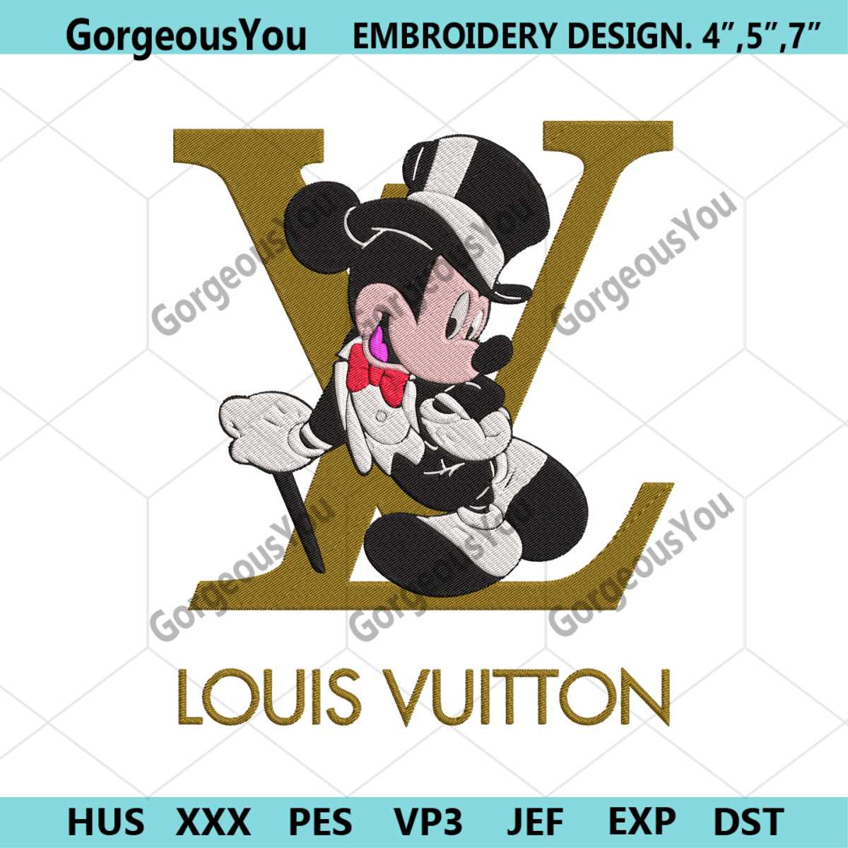 Mickey Luxurious LV Embroidery Design File | Inspire Uplift