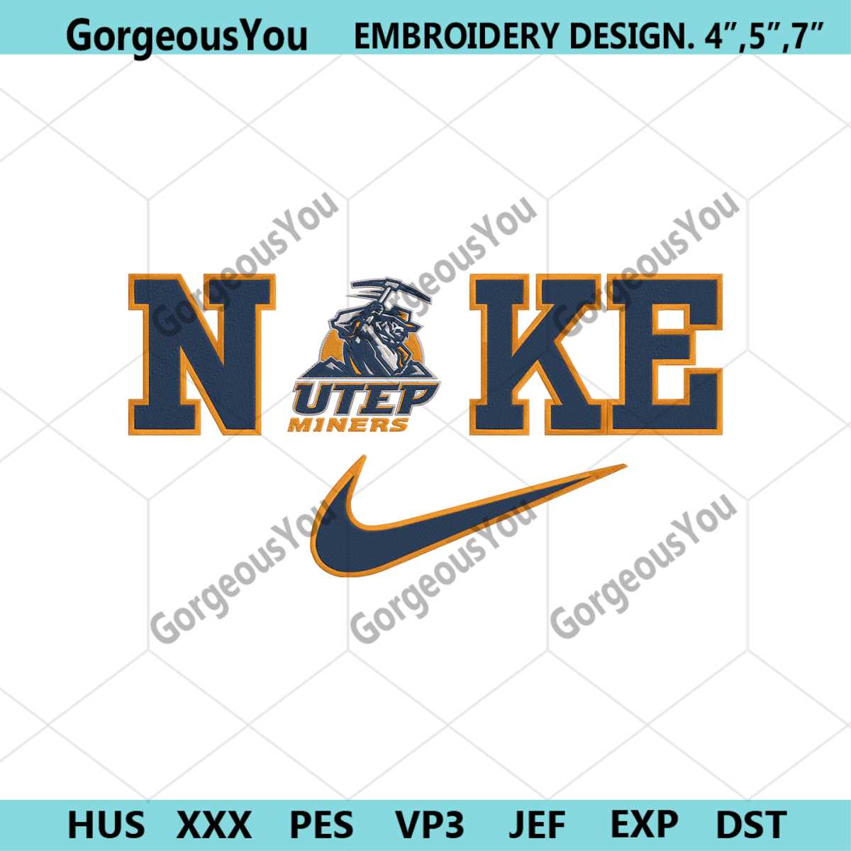 Nike UTEP Miners Swoosh Embroidery Design Download File - Inspire Uplift