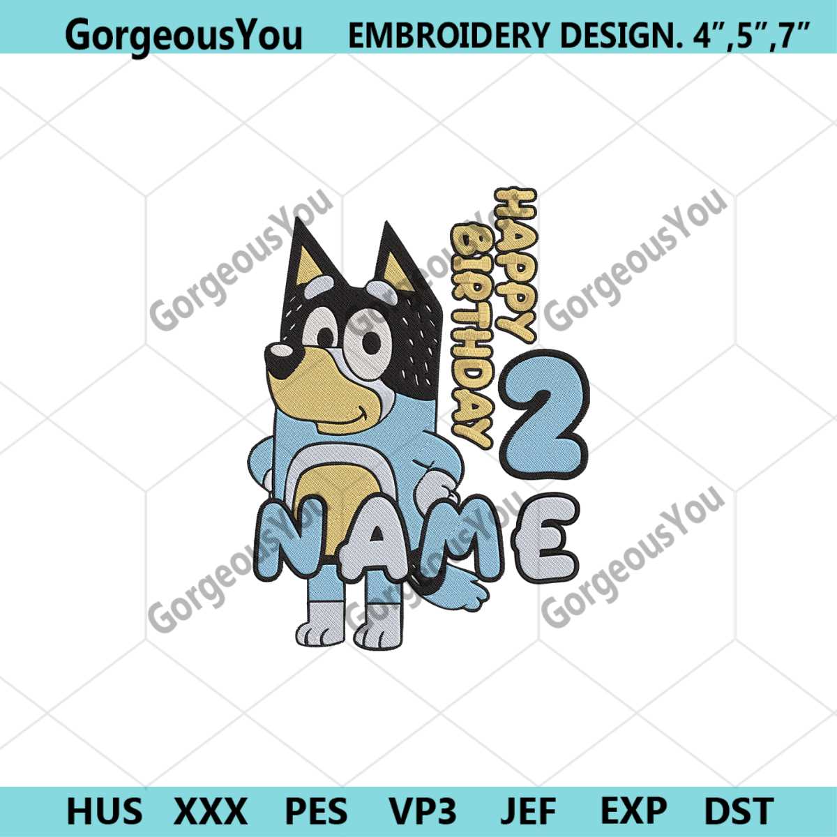 Bluey Custom Name Machine Embroidery Design, Bluey Bandit Em - Inspire ...