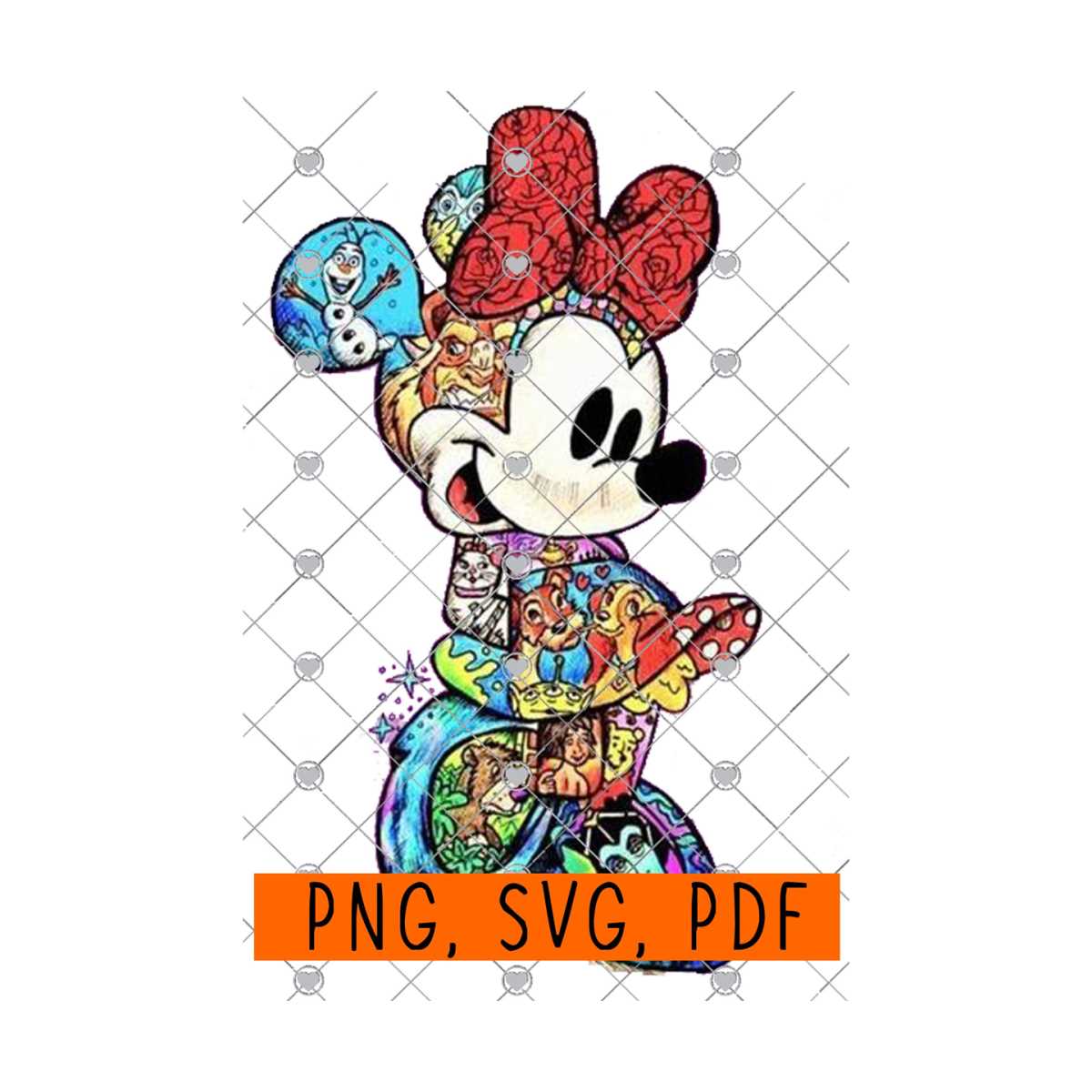Hand Drawn Minnie Mouse Multi Character SVG , PNG, PDF, Inst - Inspire ...