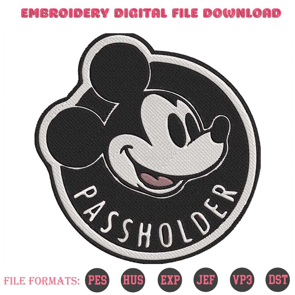 Mickey Head Logo Embroidery Designs File, Disney Mickey - Inspire Uplift