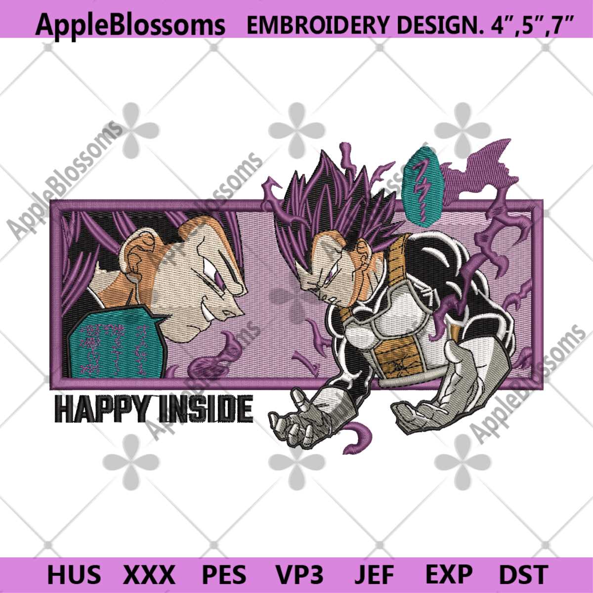 Vegeta Happy Inside Embroidery Design Dragon Ball Embroidery - Inspire ...