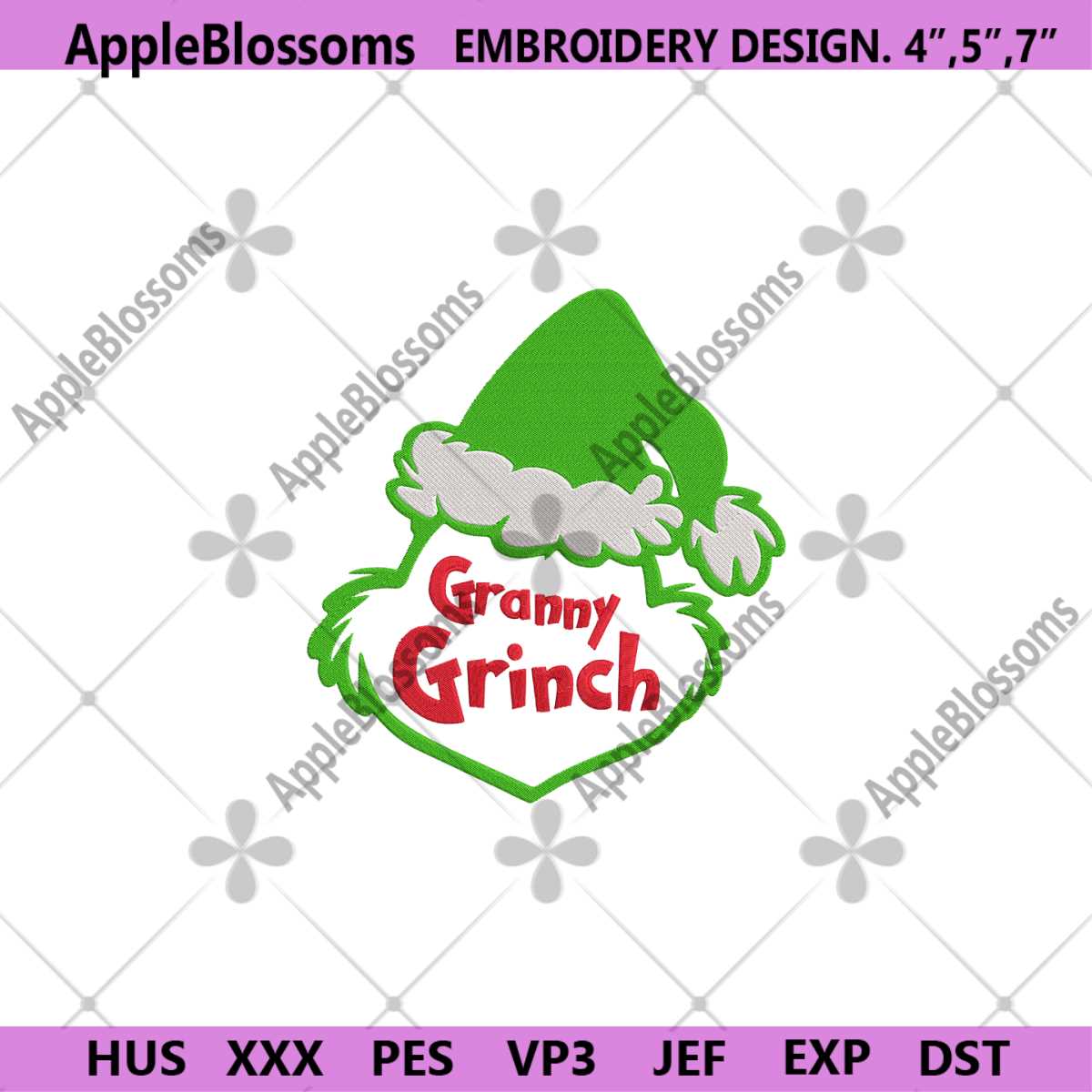 Granny Grinch Machine Embroidery, Grinch Face Christmas Mach | Inspire ...