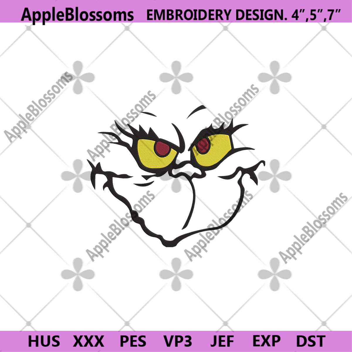 Grinch Face Embroidery Design Instant Download, Grinch Face | Inspire ...