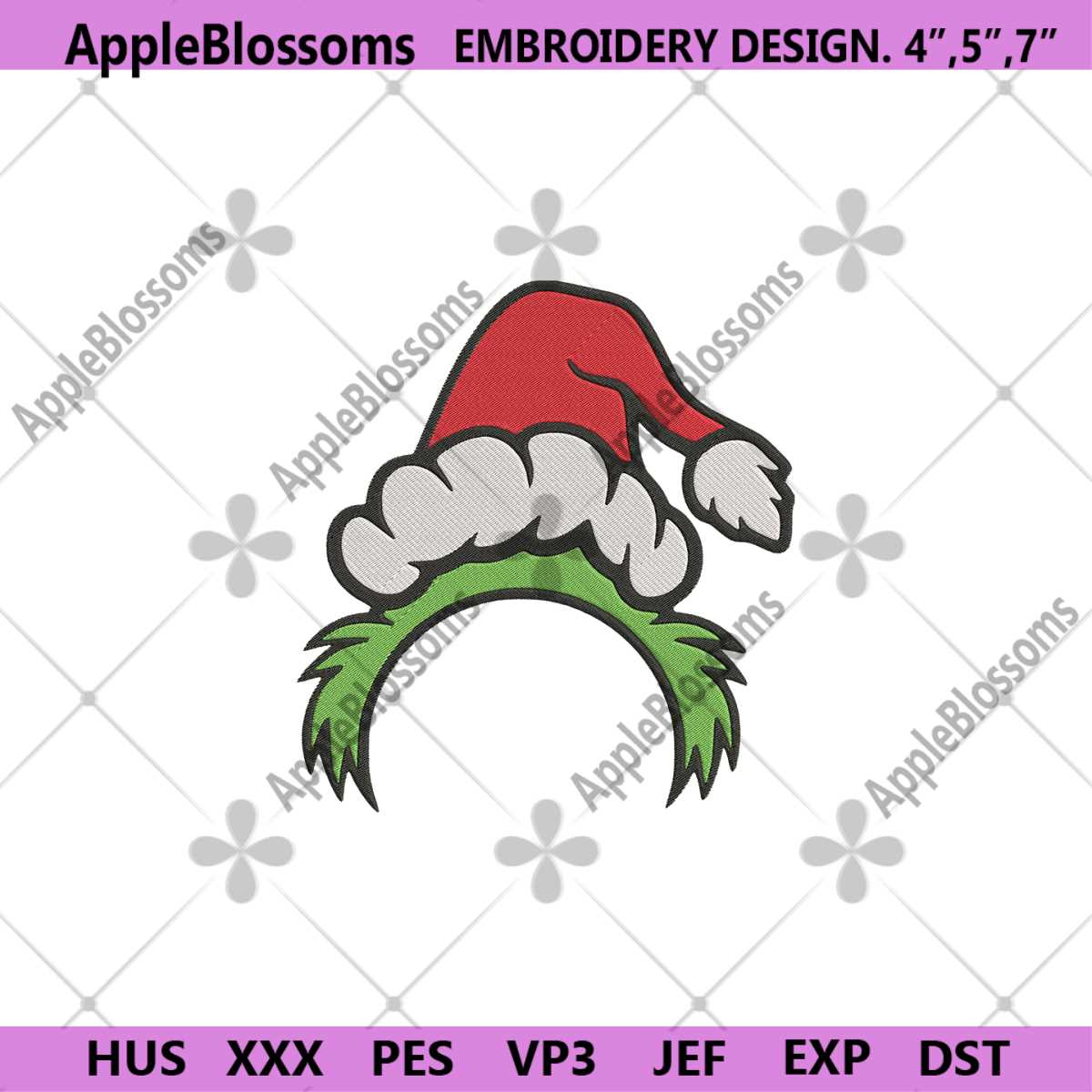 Christmas Headband Grinch Machine Embroidery Instant Downloa | Inspire ...