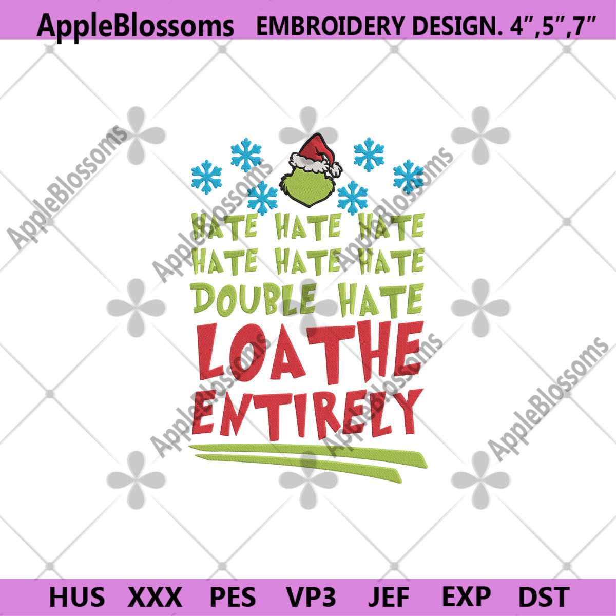 Hate Grinch Machine Embroidery Design, Loathe Entirely Embro | Inspire ...
