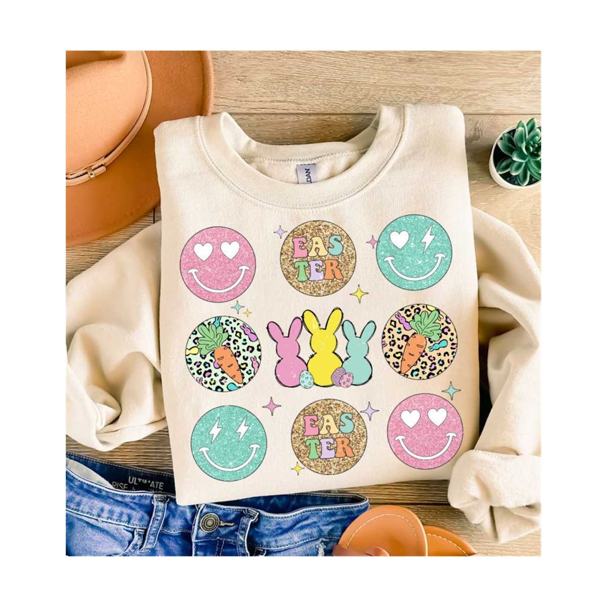 Easter Vibes Retro Png, Easter Bunny Png, Leopard Smiley Bun - Inspire ...