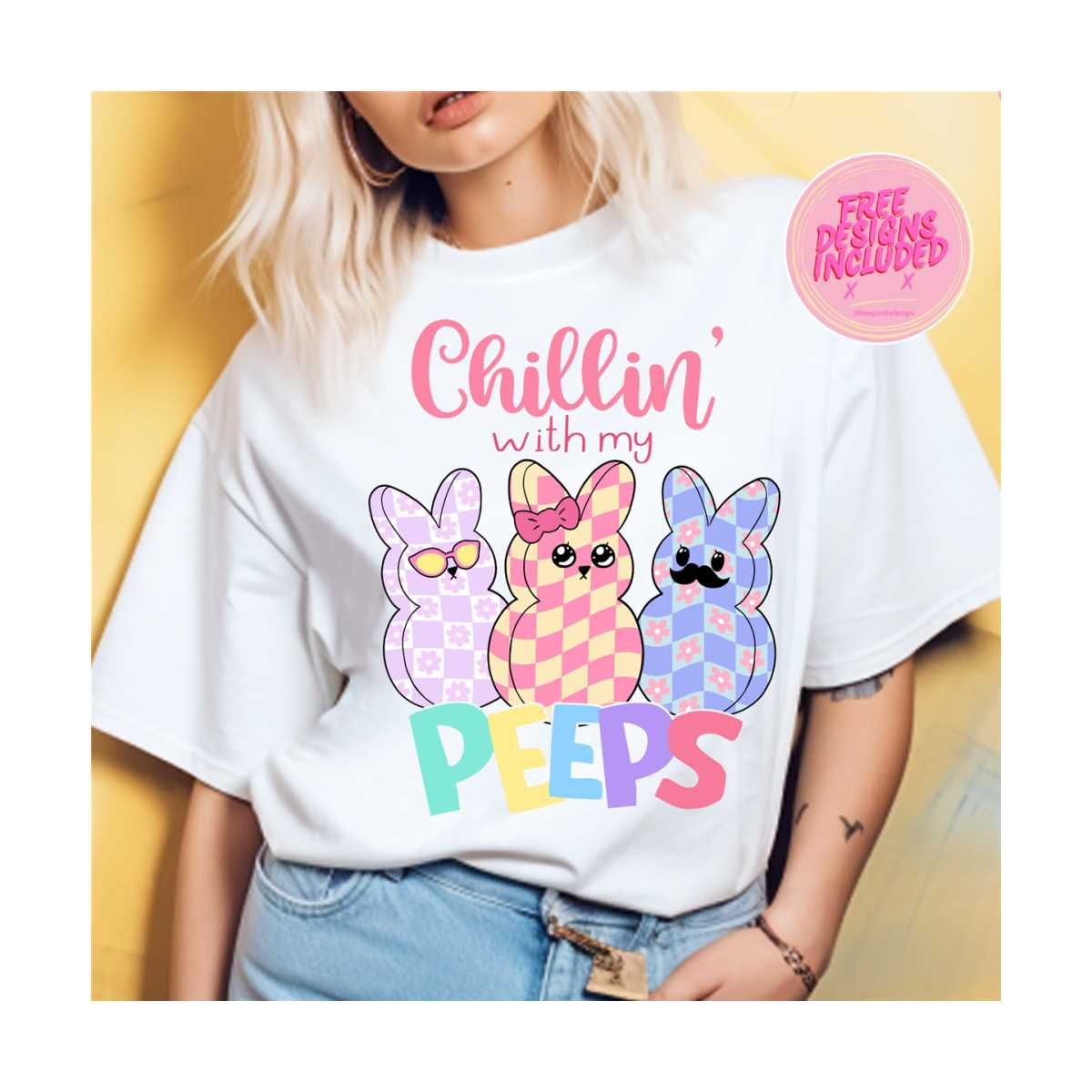 Chillin with my peeps png,retro bunny png,funny peeps png,Ea | Inspire ...