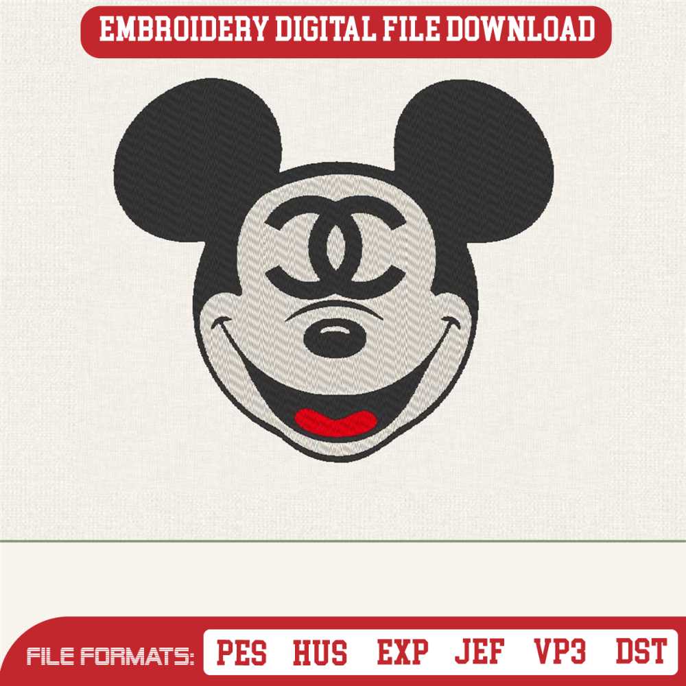 Chanel Mickey Mouse logo machine embroidery files download | Inspire Uplift