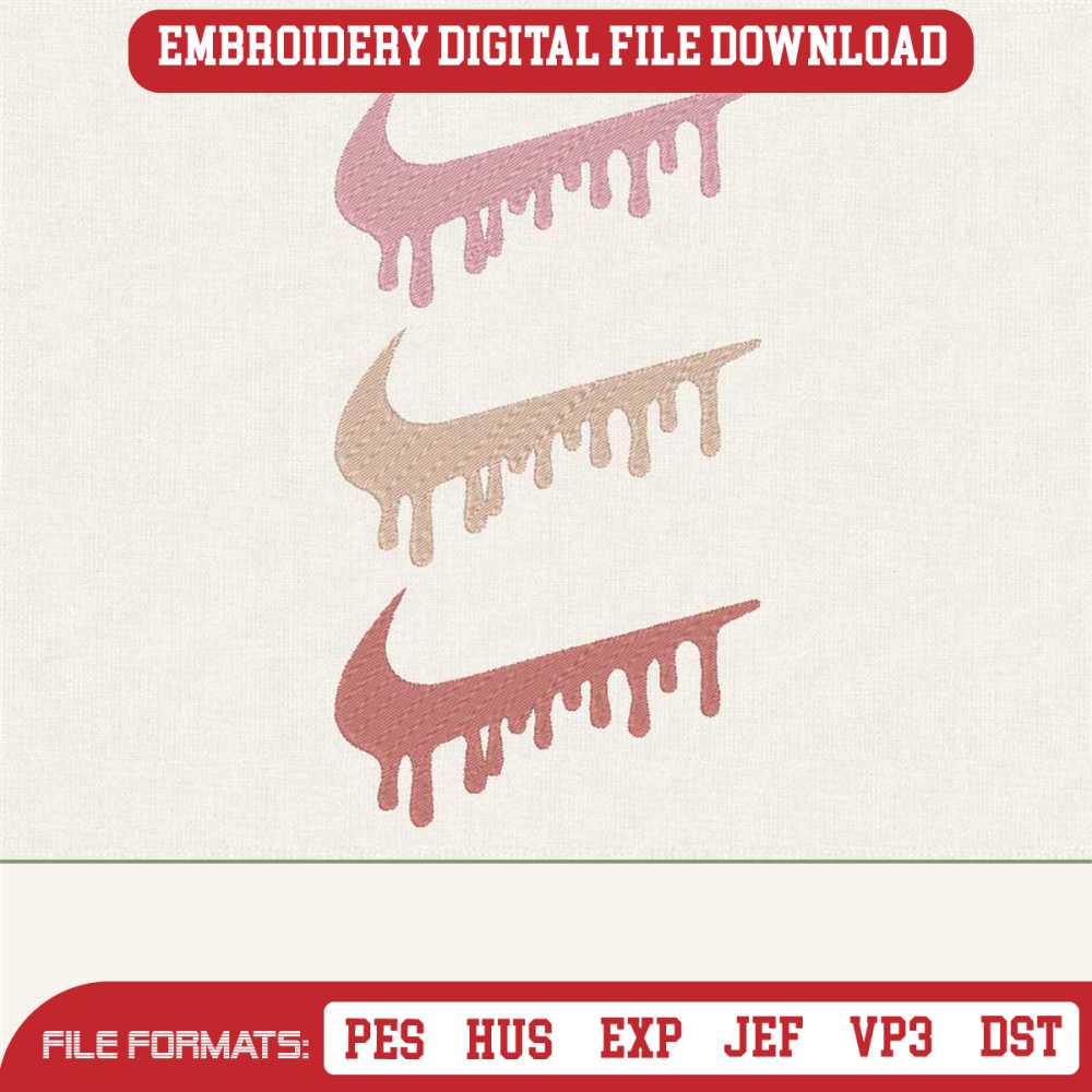 Nike dripping swoosh triple logo machine embroidery designs | Inspire ...