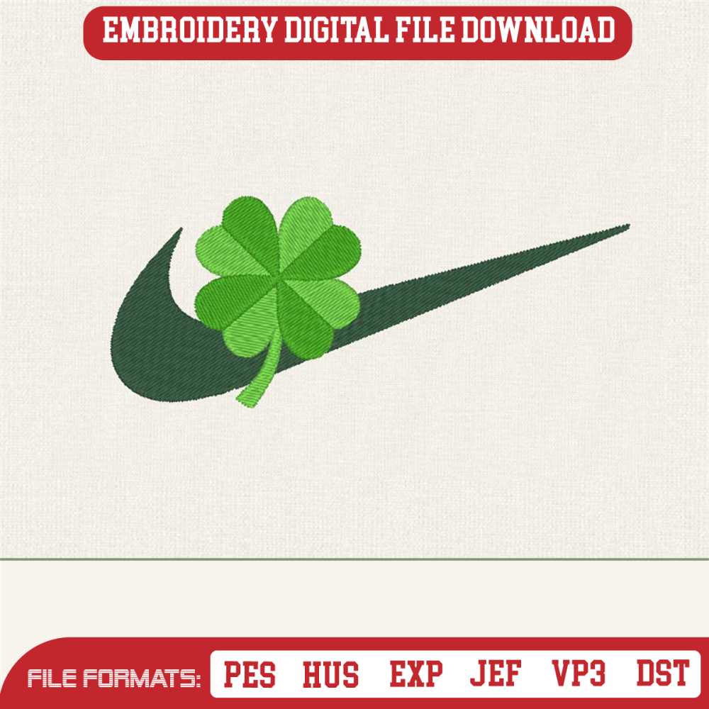 Nike St.Patricks shamrock swoosh logo machine embroidery fil | Inspire ...