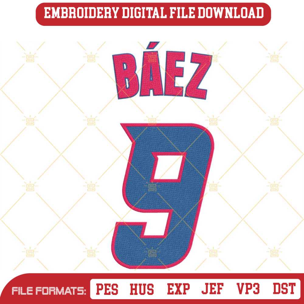 Javier Baez 9 Embroidery Designs, Puerto Rico Baseball Embro | Inspire ...