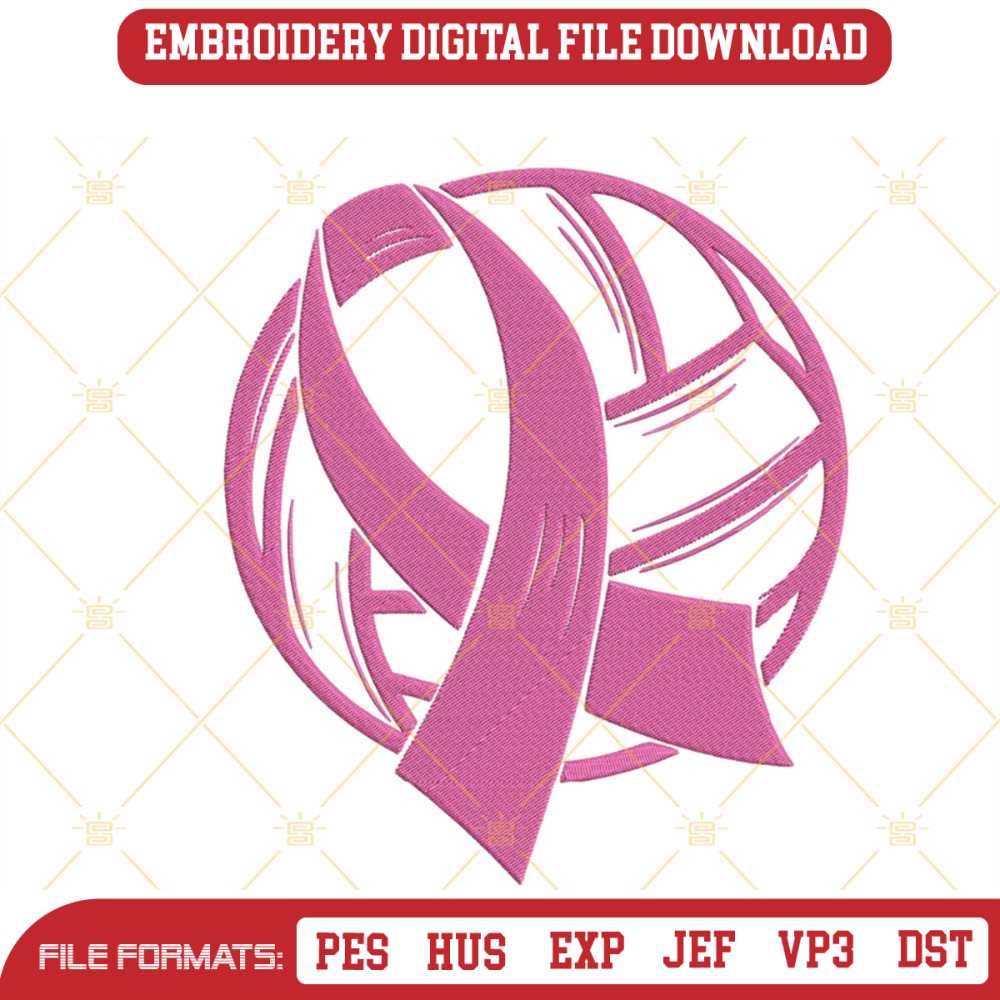 Volleyball Pink Ribbon Embroidery Designs, Breast Cancer Spo | Inspire ...