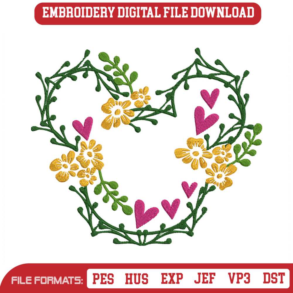 Mickey Flower Head Colorful Embroidery Designs File | Inspire Uplift