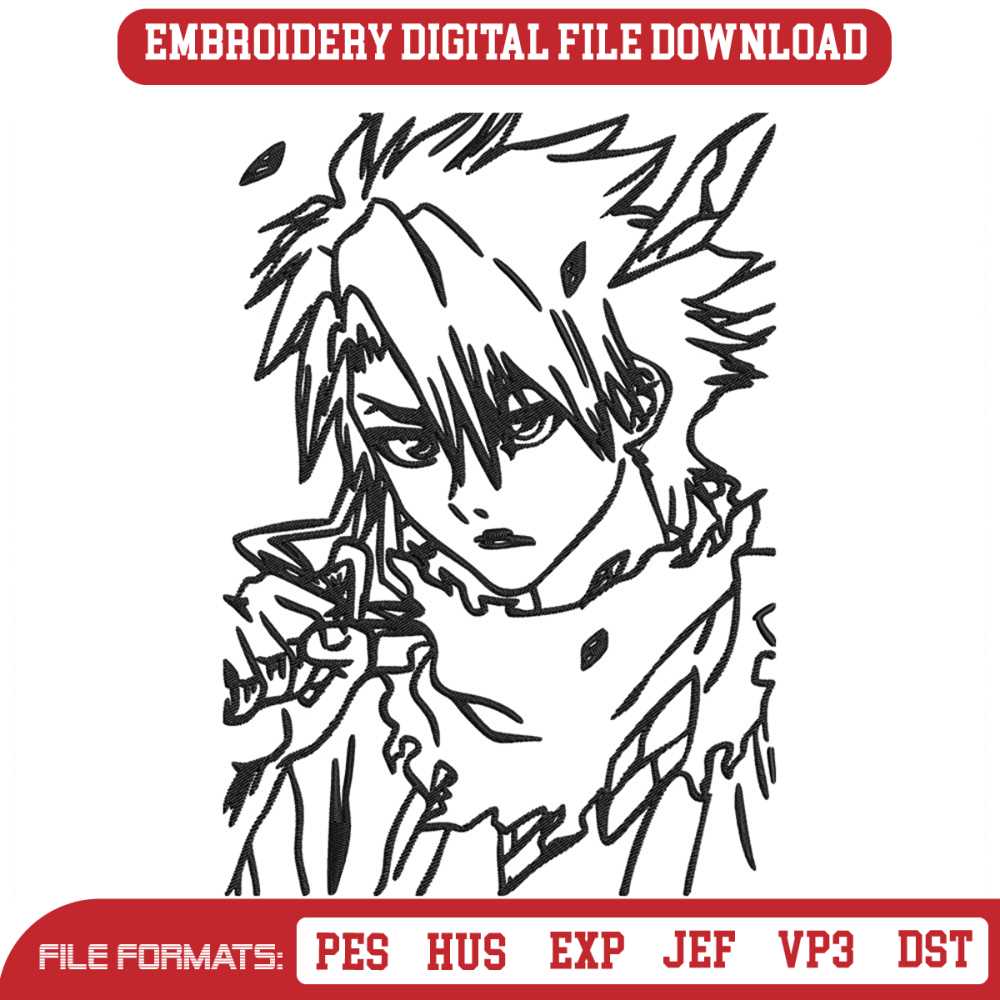 Toshiro Hitsugaya Outline Bleach Embroidery Designs File | Inspire Uplift