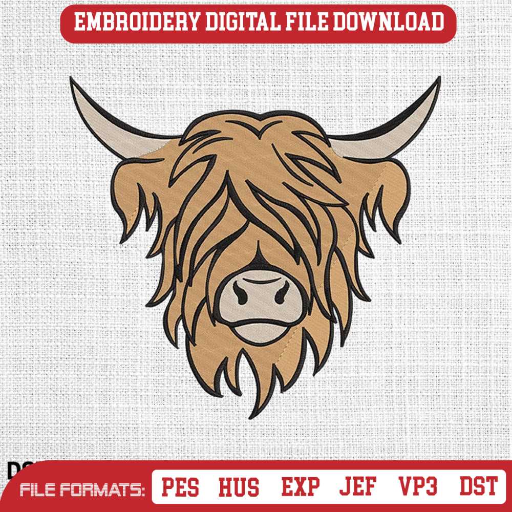 highland cow embroidery designs, cute cow embroidery pattern | Inspire ...