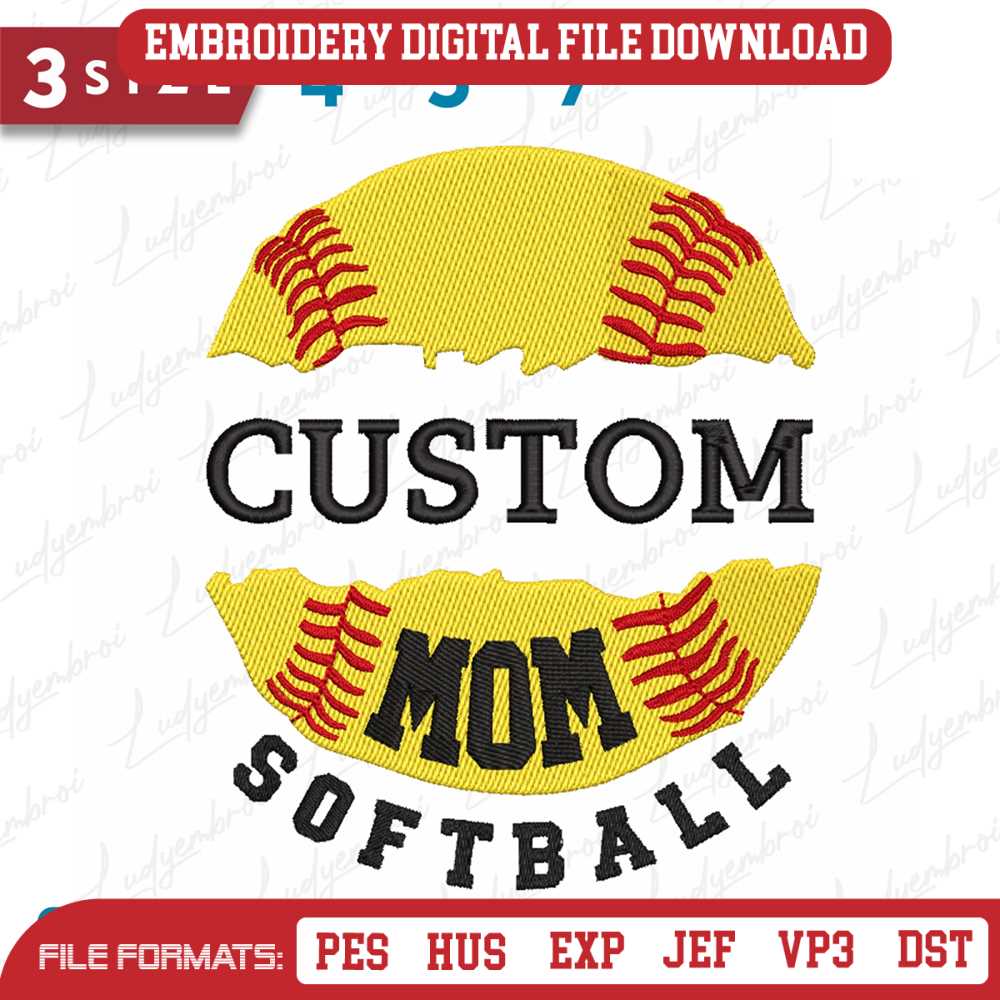 Custom Softball Mama Embroidery Design, Custom Softball Mama | Inspire ...