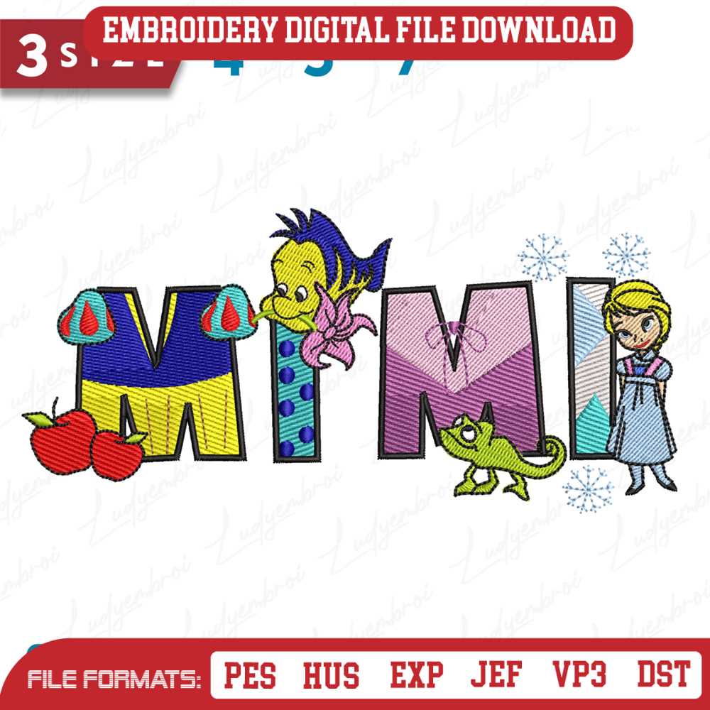 Cute Princess Cartoon Mimi Embroidery Designs, Movie Cartoon | Inspire ...