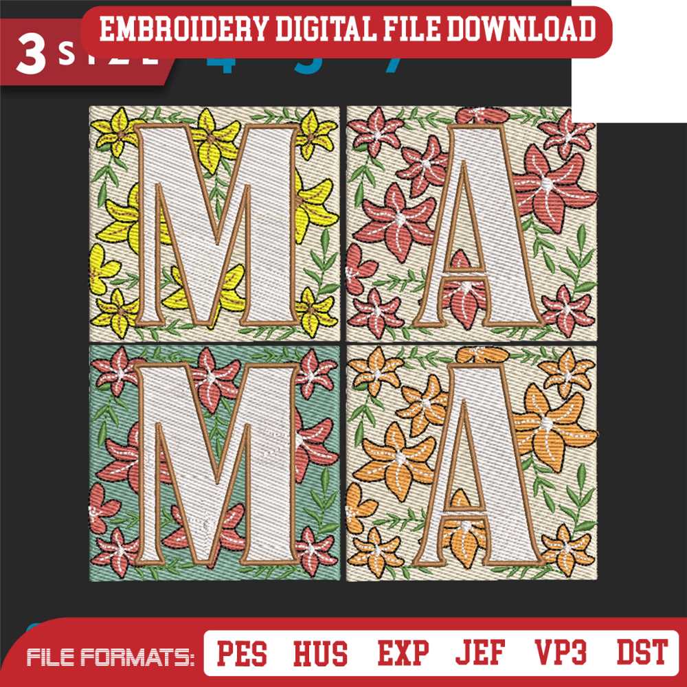 Floral Mom Embroidery, Mama all day everyday Embroidery Desi | Inspire ...