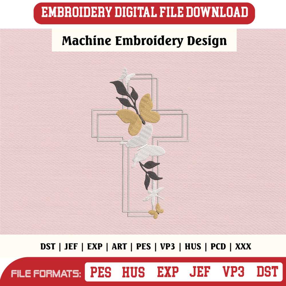 Floral Cross Embroidery Design, Flower Embroidery File Insta | Inspire ...