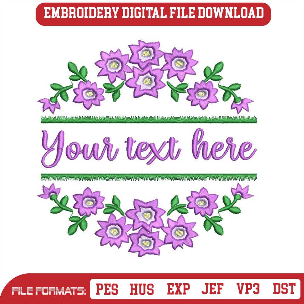 Flower Wreath Embroidery Design, Split Machine Embroidery Fi | Inspire ...