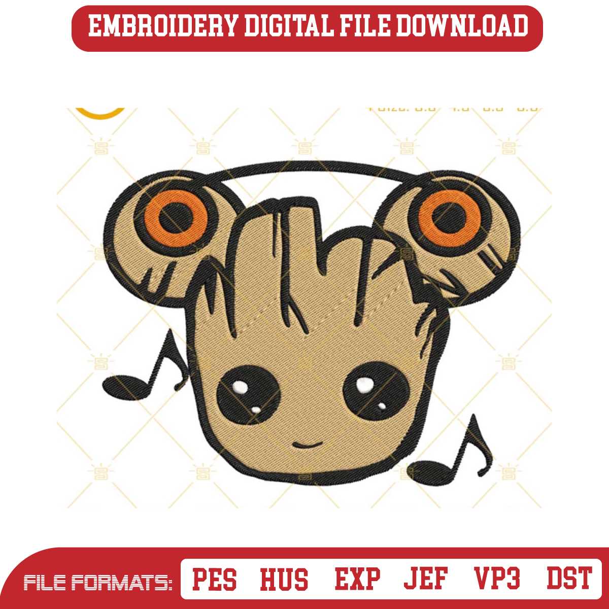 Baby Groot Headphones Embroidery Designs, Groot Music Embroi | Inspire ...
