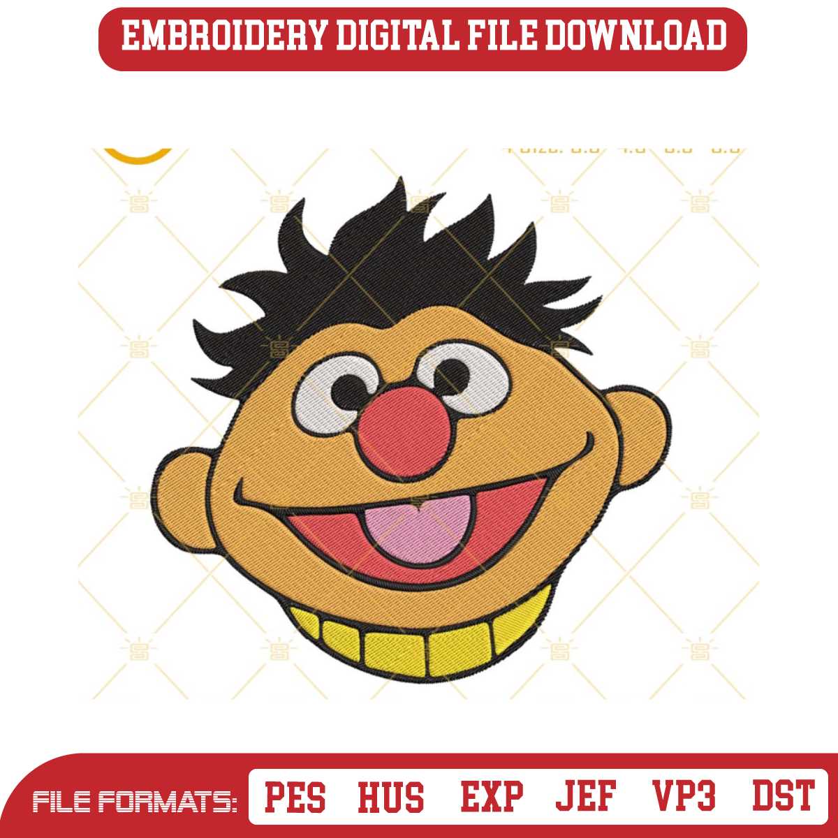 Bert Face Embroidery Files, Sesame Street Embroidery Designs | Inspire ...