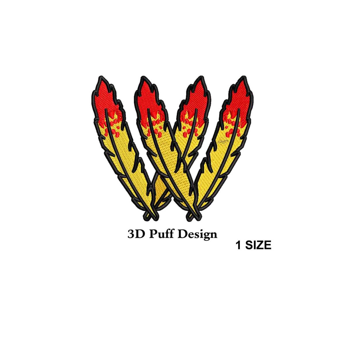 Feathers 3D Puff Machine Embroidery Design File for Hat, Tre | Inspire ...