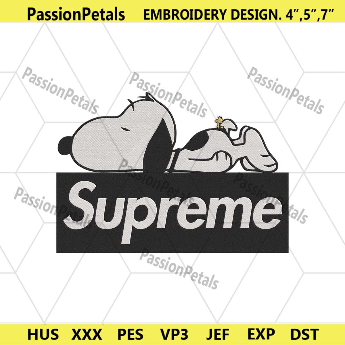 Supreme Box Black Snoopy Logo Embroidery Design Download | Inspire Uplift