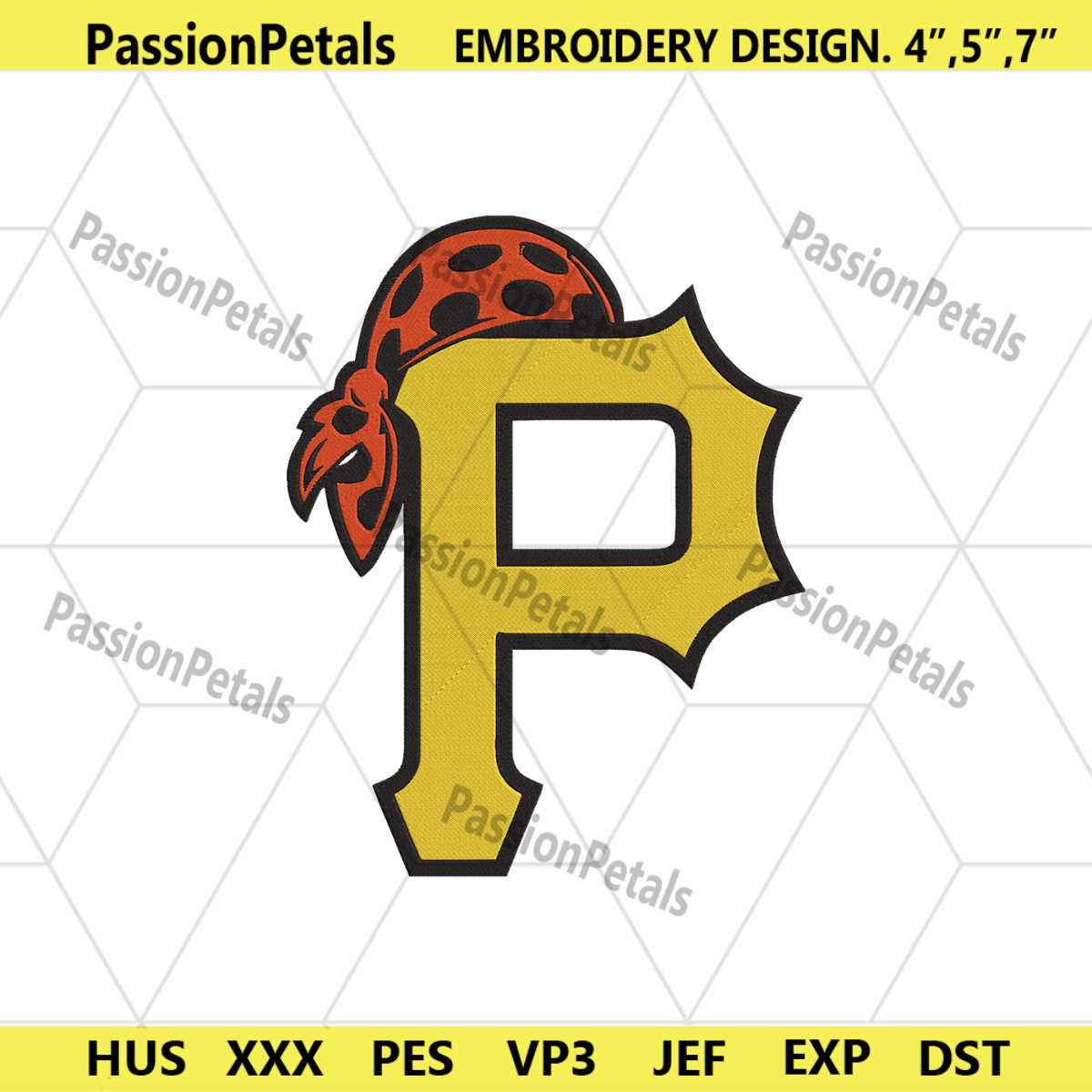 Pirates P Symbol Logo Machine Embroidery | Inspire Uplift