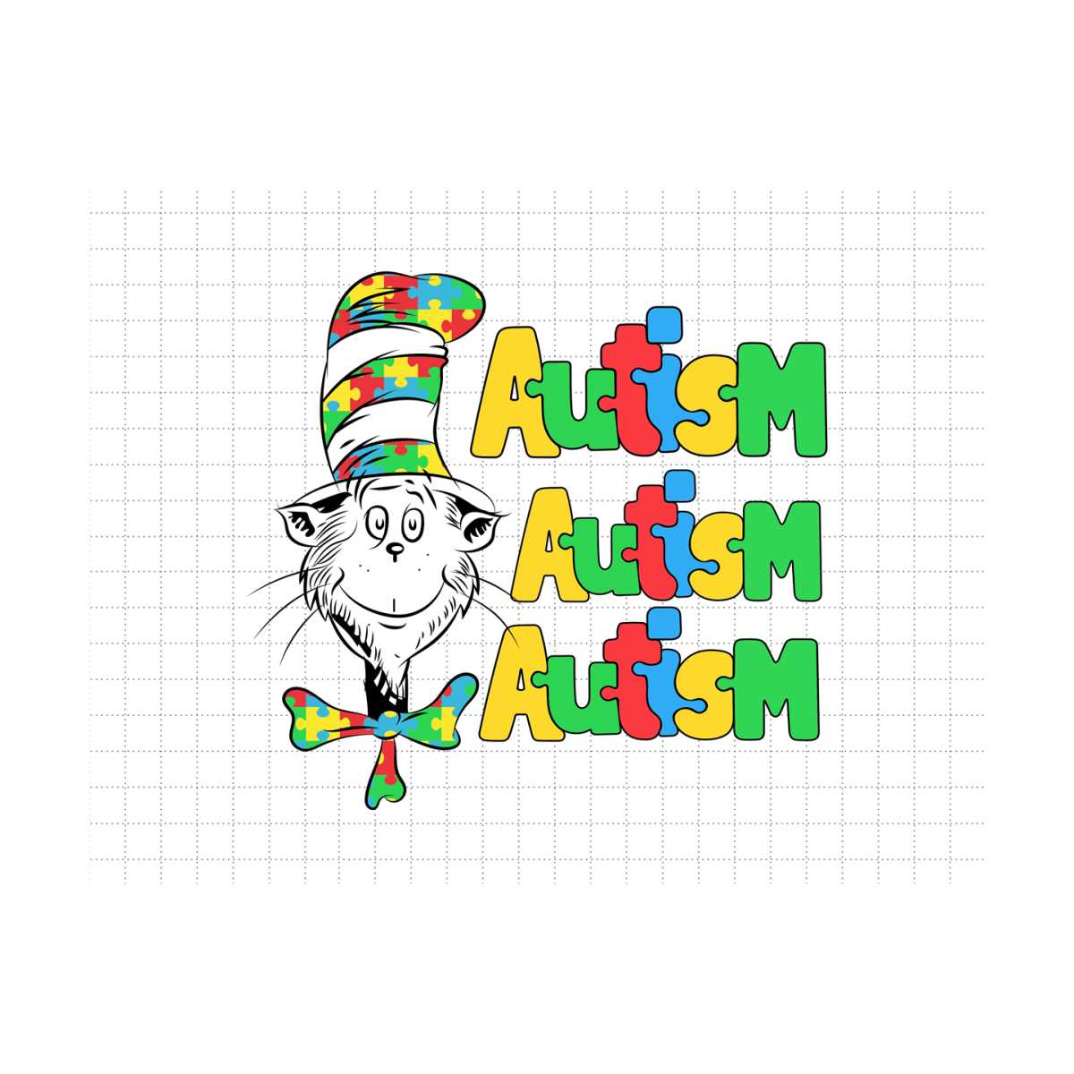 Autism Cat In The Hat Svg, Puzzle Piece Svg | Inspire Uplift