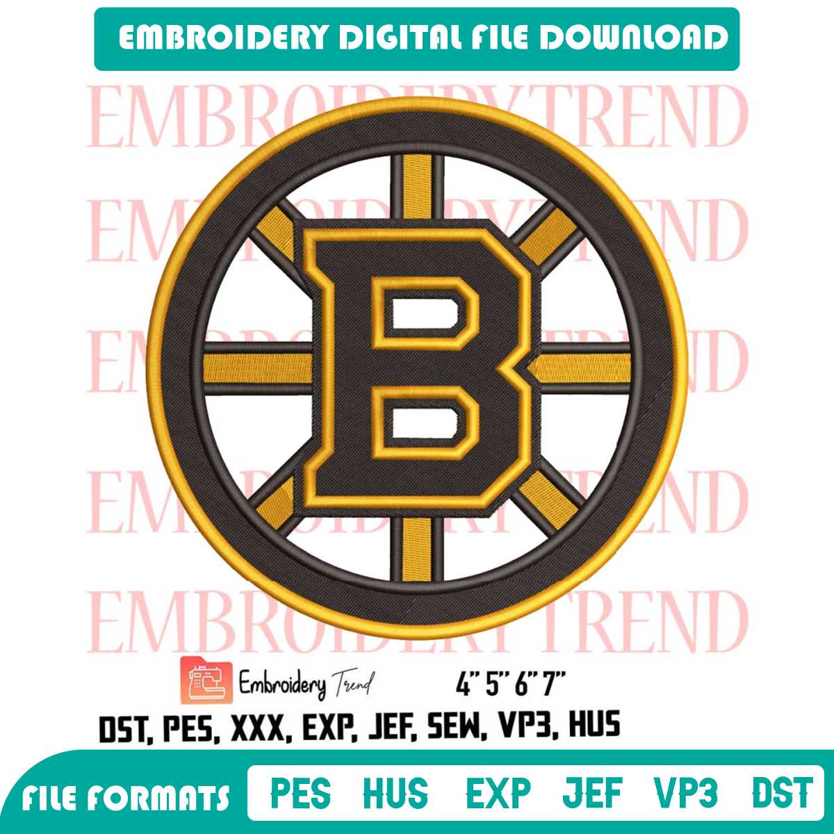 Boston Bruins Logo Embroidery Design File Embroidery Machine - Inspire ...