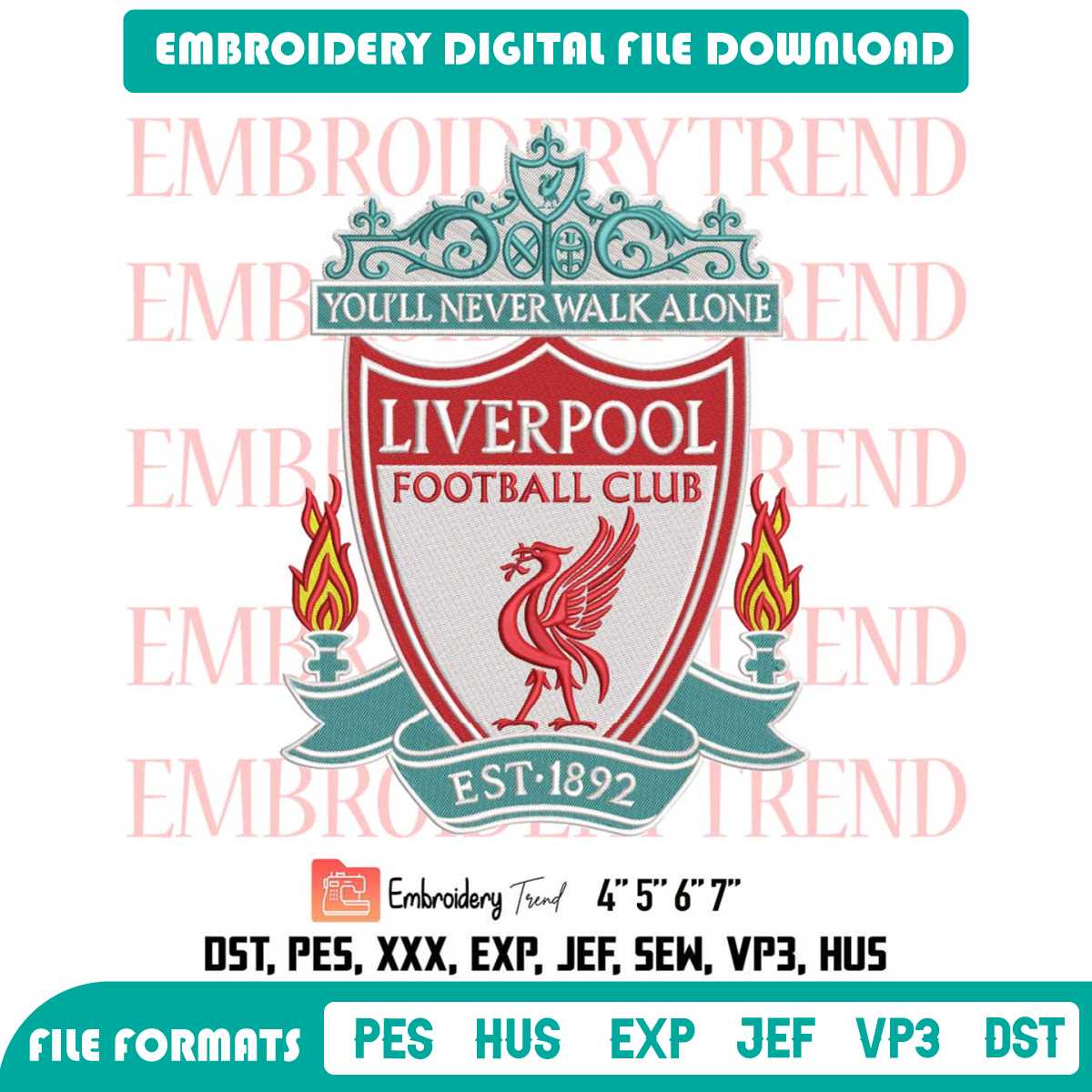 Liverpool Football Club Logo Embroidery, Football Embroidery - Inspire ...
