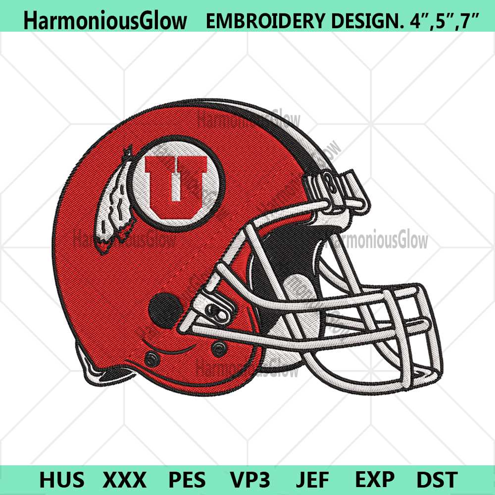Utah Utes Helmet Machine Embroidery File - Inspire Uplift