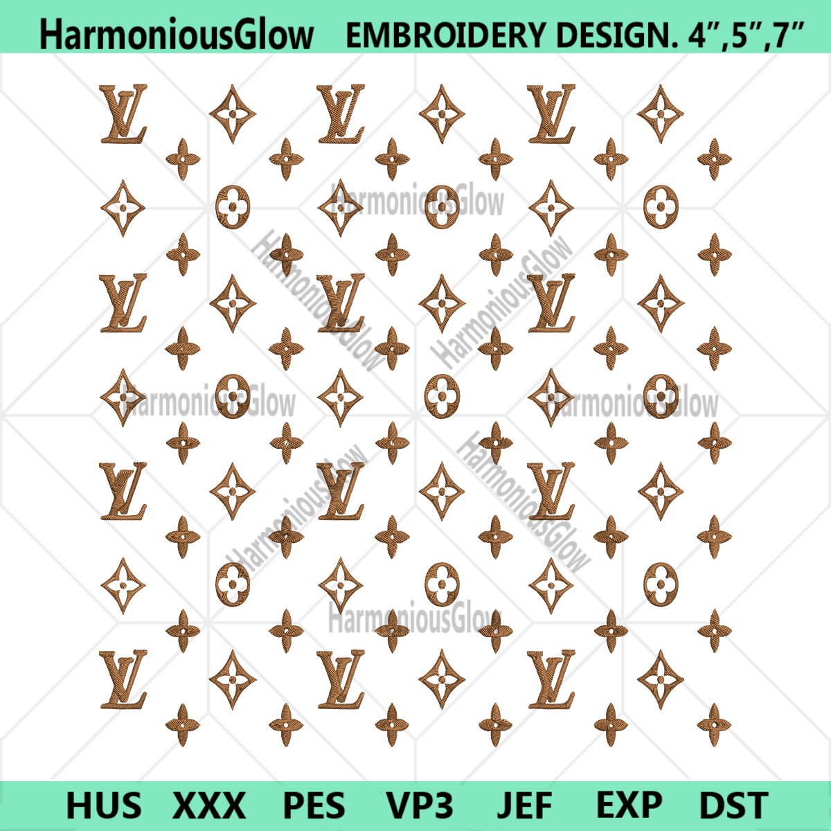 Louis Vuitton Logo Brown Template Embroidery Design Download | Inspire ...