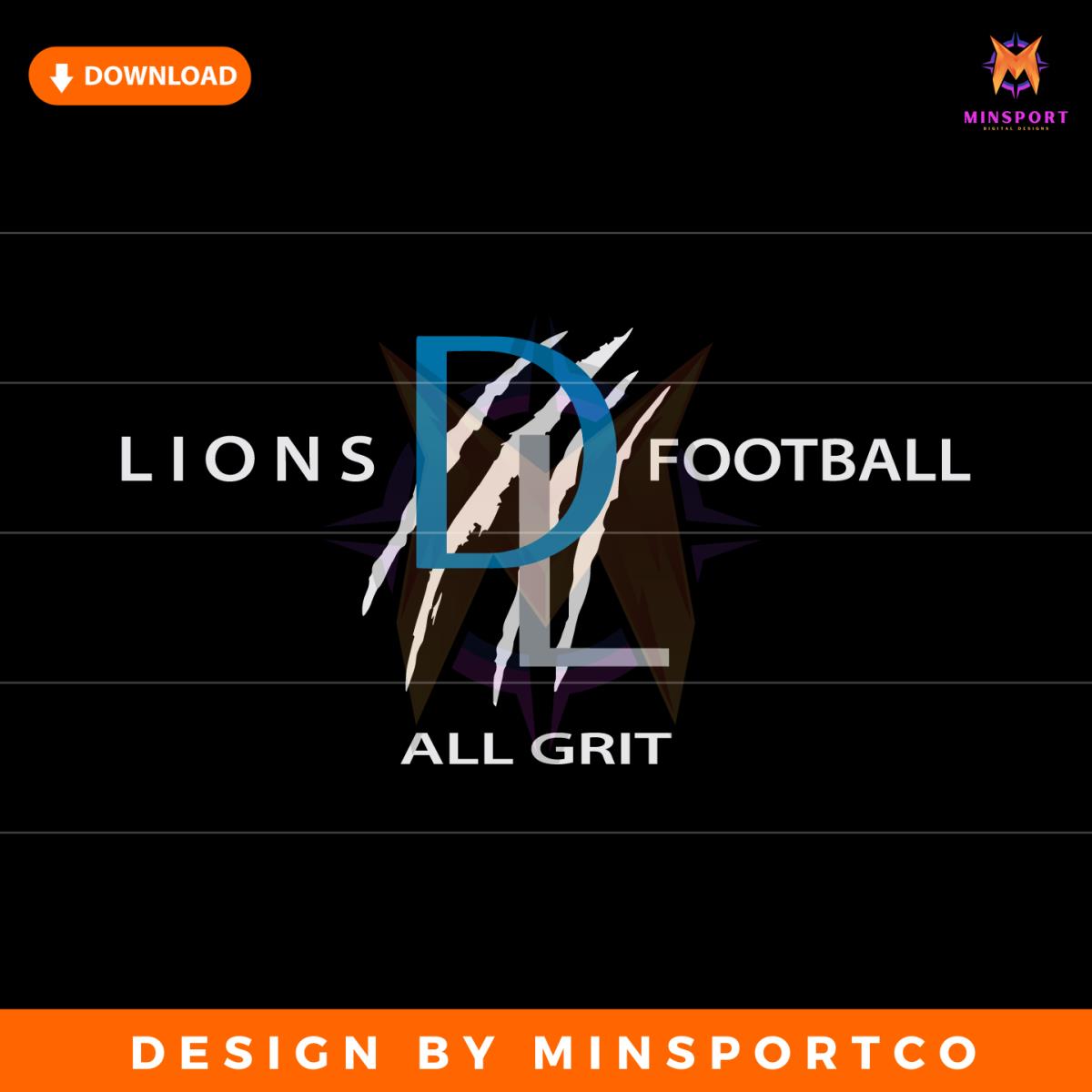 Lions Football All Grit Scratch SVG | Inspire Uplift