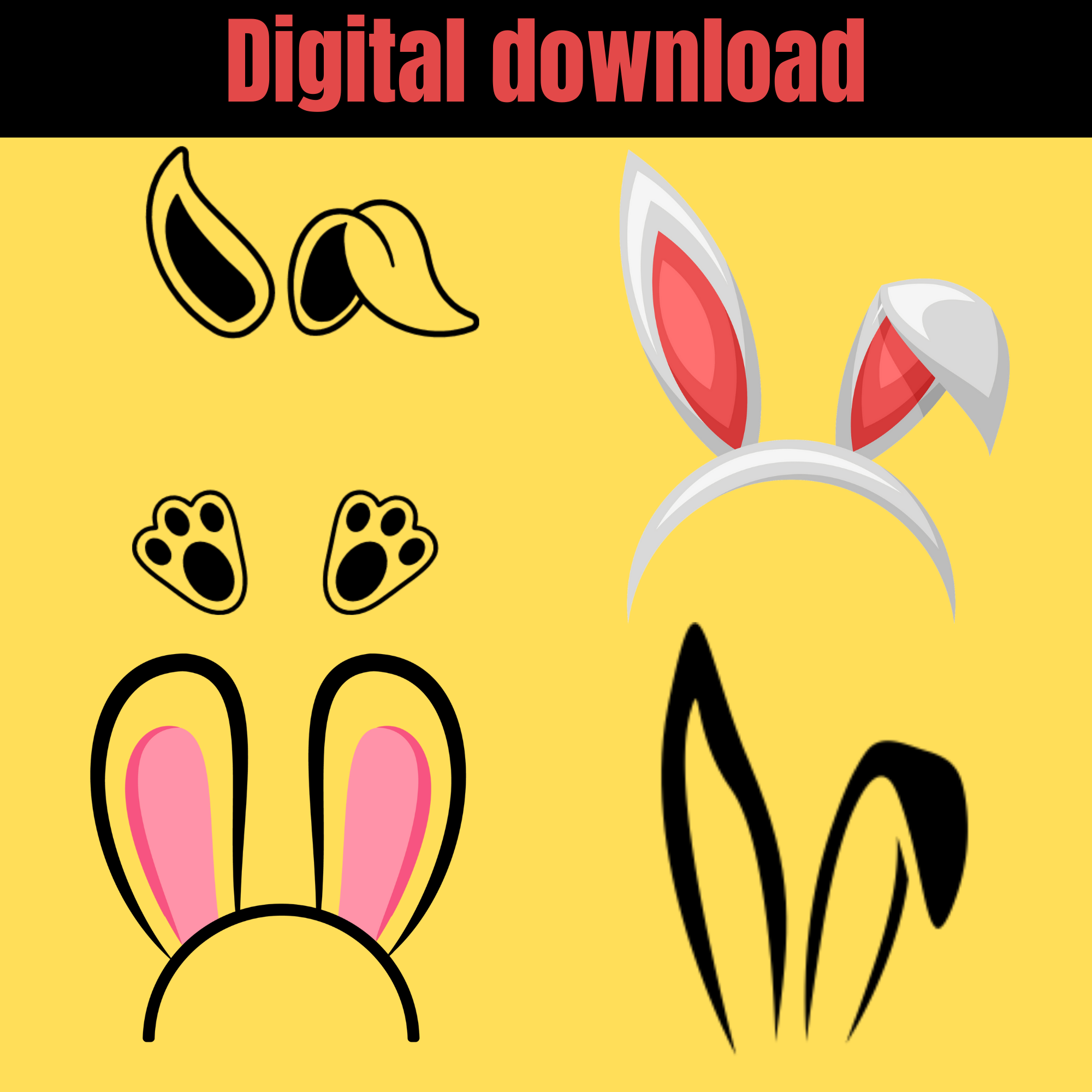 Floppy Bunny Ears SVG, Floppy Bunny Ears PNG, Bunny Ears Svg | Inspire ...