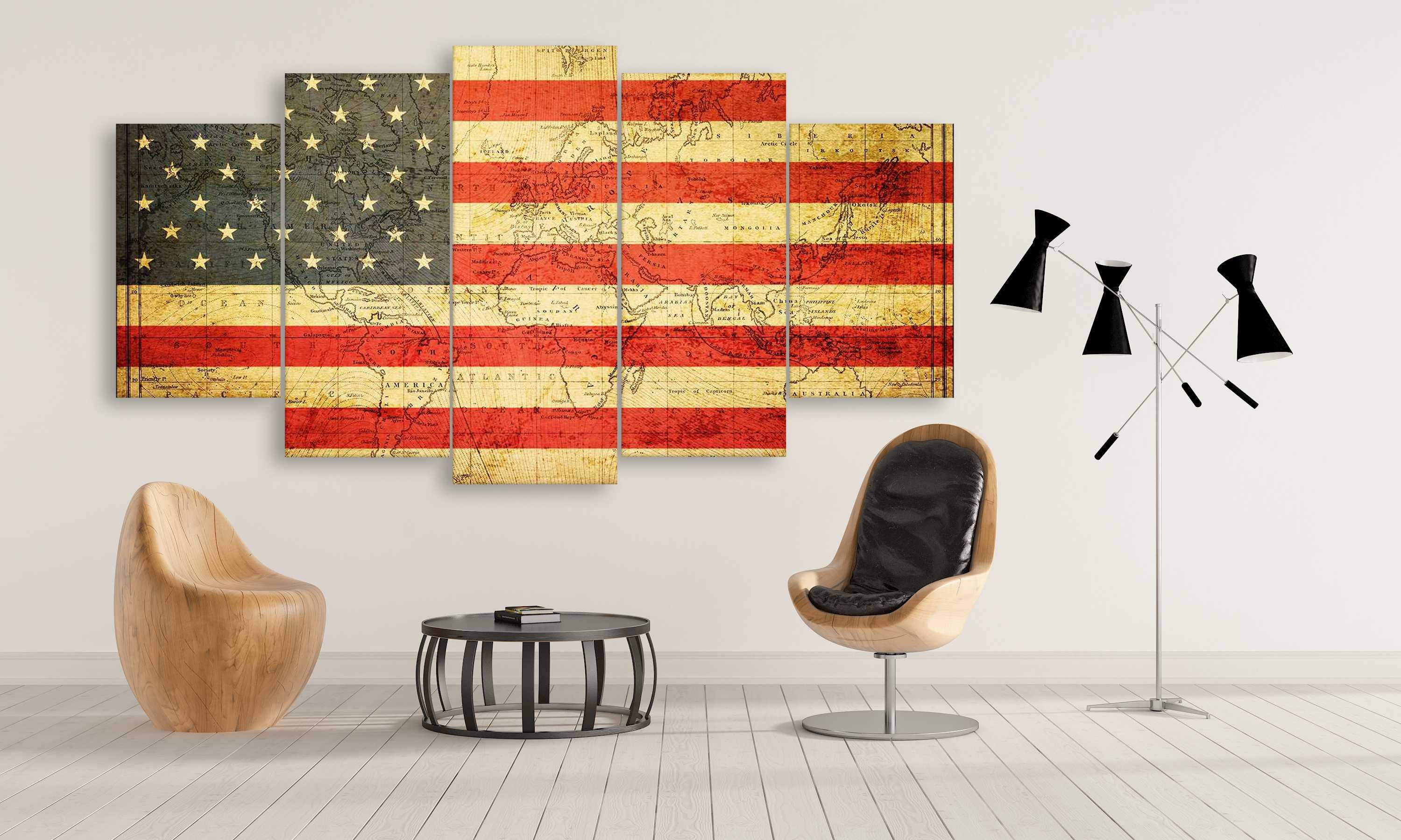 Usa Flag Overlay With Magnetic Curves World Map World Map 5 | Inspire ...