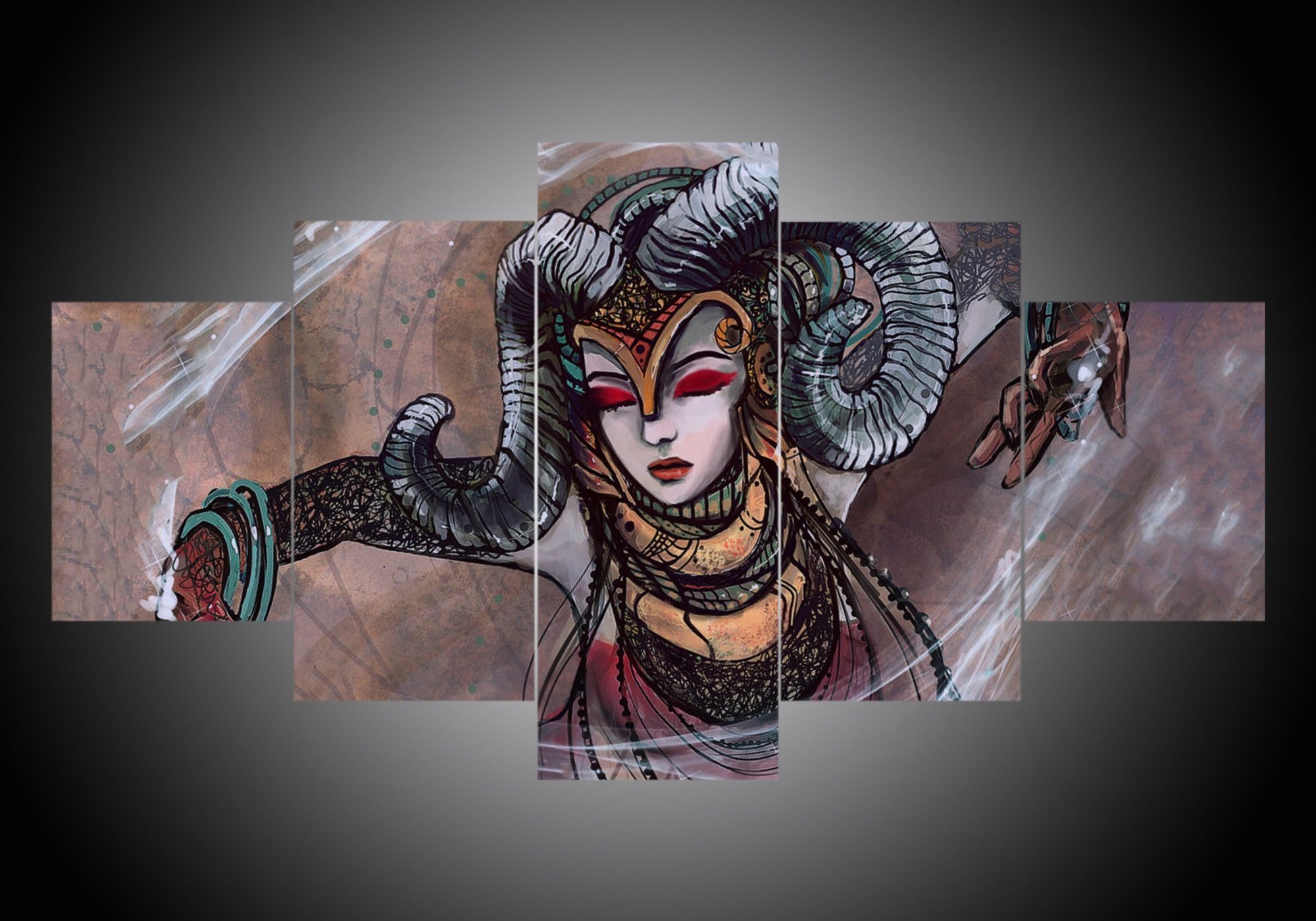Zodiac Aries Abstract 5 Pieces Canvas Wall Art, Large Framed | Inspire ...